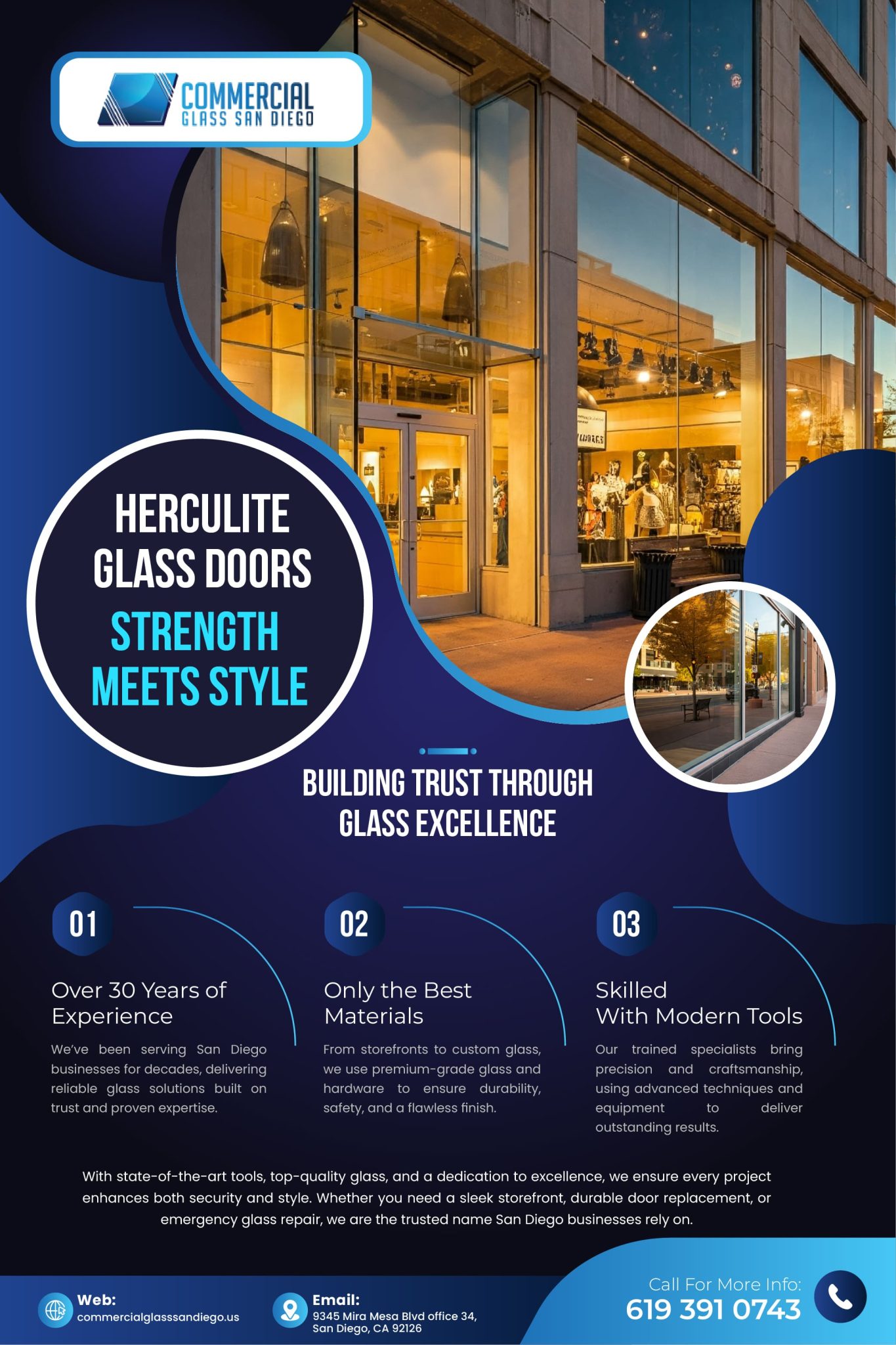 Herculite Doors San Diego Commercial Glass Frameless Installation